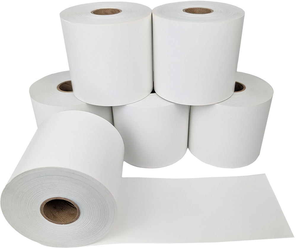 3 ⅛” x 213’ Acrylic Permanent Sticky Thermal Paper - 32 rolls/case ...